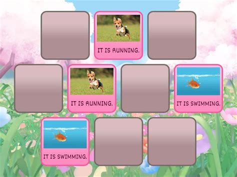 Present Continuous Prompts First Form Animals Pets Matching Pairs