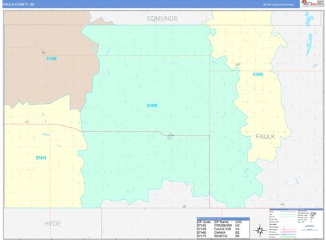 Faulk County Sd Wall Map Color Cast Style By Marketmaps
