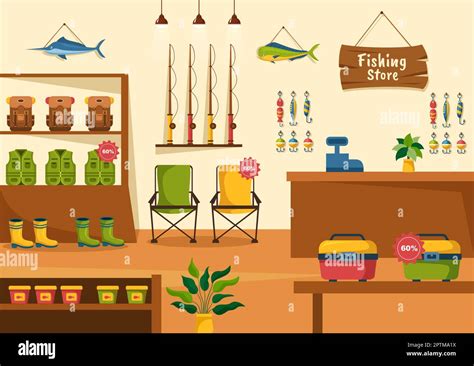 Fishing Shop Selling Various Fishery Equipment Bait Fish Catching