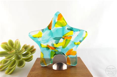 Fused Glass Star Award T Paperweight Glass Art By Margot