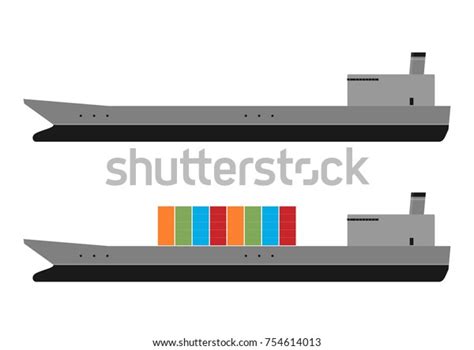 Simplified Cargo Ship Element Infographics Side Stock Vector Royalty