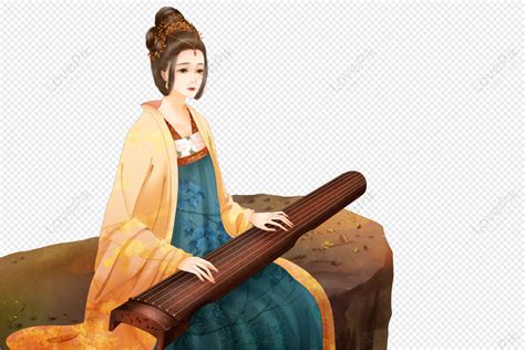 Ancient Woman Playing Guzheng Womens 8 March Ancient Png White