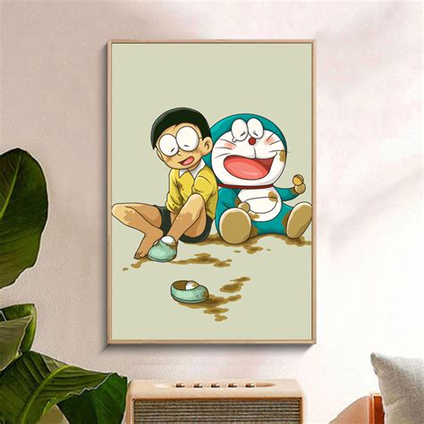 哆啦A梦手工diy数字油画儿童涂色卡通动漫手绘填充填色画画油彩画 虎窝淘