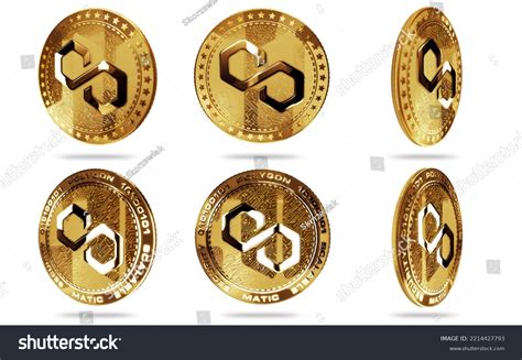 Polygon Matic Cryptocurrency Isolated Gold Coin Stock Illustration