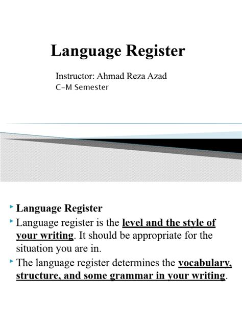 Language Register Pdf Linguistics Grammar