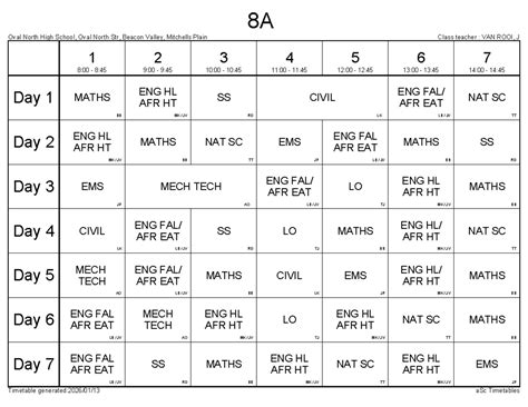 Learner Timetable Term 1 2026 Math Lit Overview Studocu