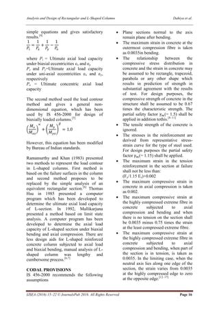 Analysis And Design Of Rectangular And L Shaped Columns Subjected To