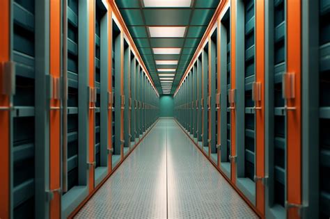 Composite Image Of Multiple Server Rooms Creating A Sense Of Scale And Complexity Premium AI