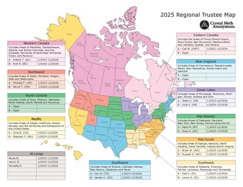 2025 Regional Trustee Map Crystal Meth Anonymous