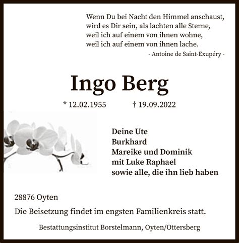 Traueranzeigen Von Ingo Berg Trauer Kreiszeitung De