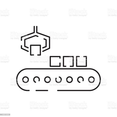 팔 손 생산 라인 상자 포장 자동차 생산 컴퓨터 제어 및 기타 제품 제조 벡터 아이콘과 같은 로봇 또는 로봇 아이콘 기어 기계