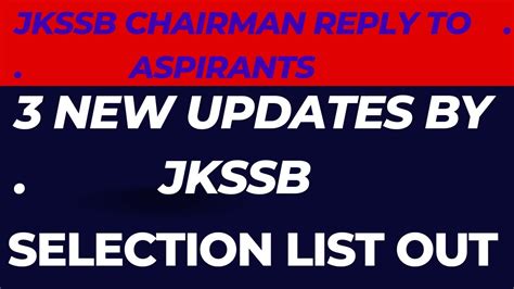 Jkssb Chairman Reply To Aspirantsjkpsi Court Case Updatejkssb Youtube