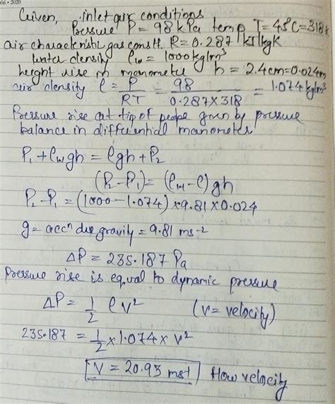 [solved] How To Solve It 5 51 The Air Velocity In The Duct Of A Heating System Is To Be
