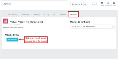 Prestashop Virtual File Manager Add Files To The Products