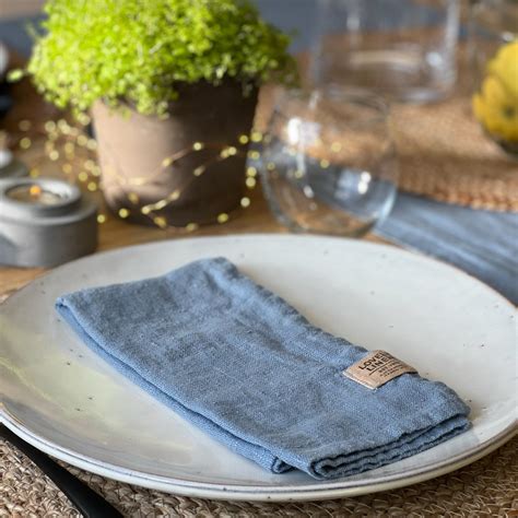Dusty Blue Linen Napkin Set Of 4