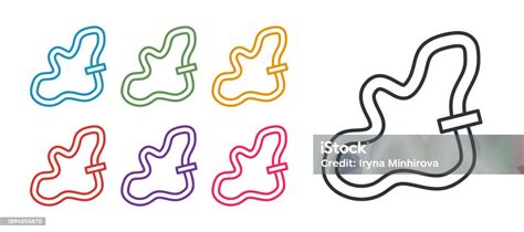 라인 설정 레이싱 트랙 아이콘은 흰색 배경에 고립되어 있습니다 아이콘을 다채롭게 설정합니다 벡터 스포츠 레이스에 대한 스톡 벡터 아트 및 기타 이미지 Istock