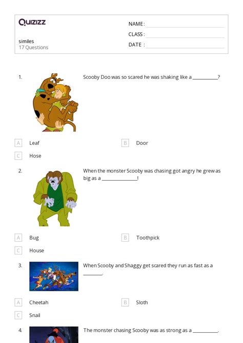 50 Similes Worksheets For Kindergarten On Quizizz Free And Printable