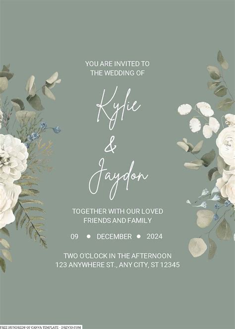 16 Sage Green And White Floral Canva Wedding Invitation Templates Artofit