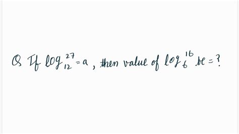 A Question On Logarithm Youtube