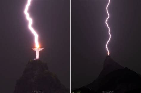 The Breathtaking Moment Lightning Strikes Rios Christ The Redeemer