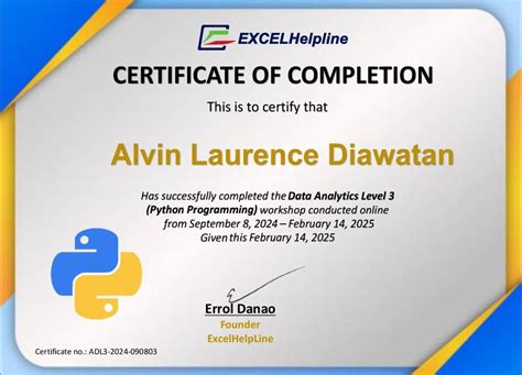 Completed Basic Python Programming For Data Analytics🥰 Engr Alvin