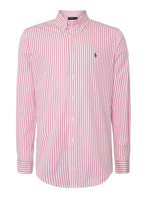 Polo Ralph Lauren Bengal Stripe Custom Fit Shirt In Pink For Men Lyst