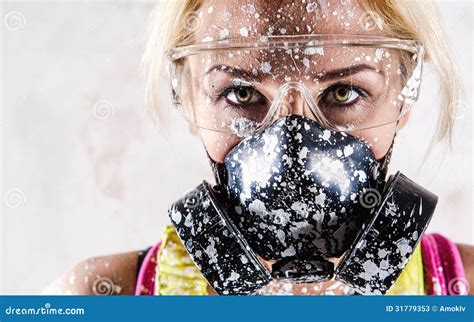 Woman With Protective Filter Mask Stock Image Image Of Looking Construction 31779353