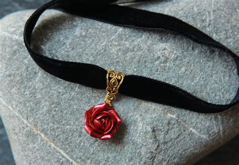 Ruby Red Rose Choker Velvet Choker Pendant Red Flower Necklace Collar Choker Velvet For Women