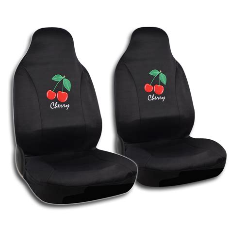 2pc Bucket Seat Covers Red Green Black Cherry Design For Car Truck