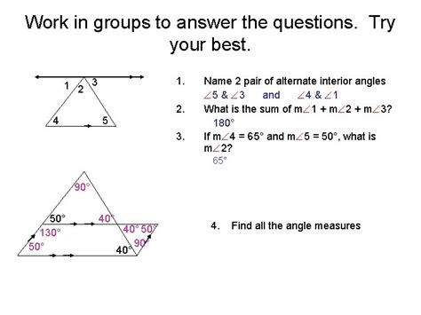Triangle Sum Theorem Exterior Angle Theorem Work In