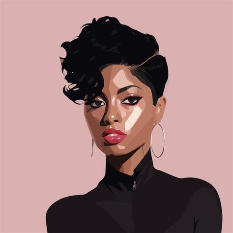 Premium Vector Black Woman Portrait Vector Illustration