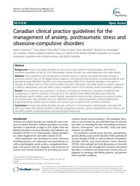 PDF Canadian Clinical Practice Guidelines For The Management Of
