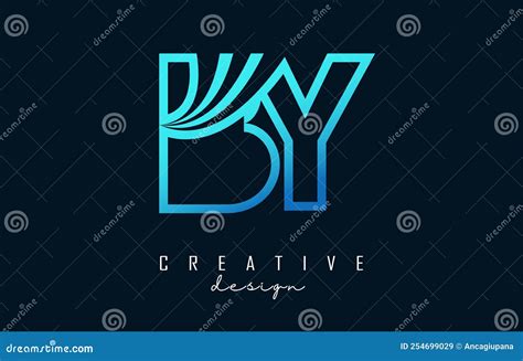 Outline Blue Letters By B Y Logo With Leading Lines And Road Concept