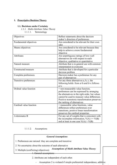 Zusammenfassung Decision Analysis Hws2022 1 Prescriptive Decision