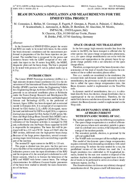 Pdf Beam Dynamics Simulation And Measurements For The Ifmif Eveda Project Andrea Baldo