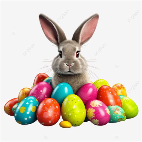 Lindo Y Festivo Conejito De Pascua Con Huevo PNG Dibujos Conejo De