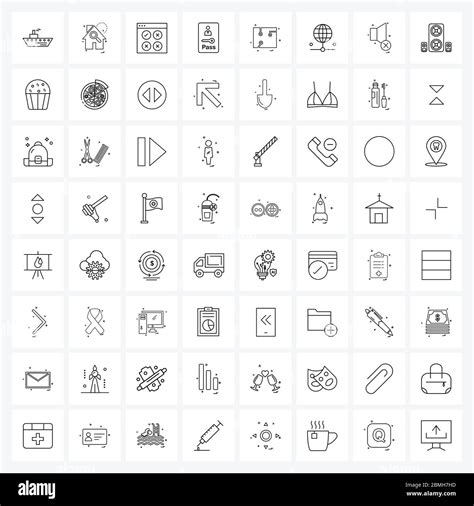 Isolated Symbols Set Of 64 Simple Line Icons Of Connection Circuit Ui