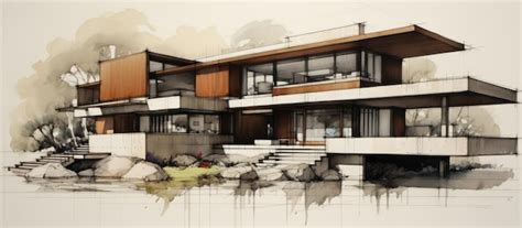 Premium Photo Architectural Sketch Of A Residence