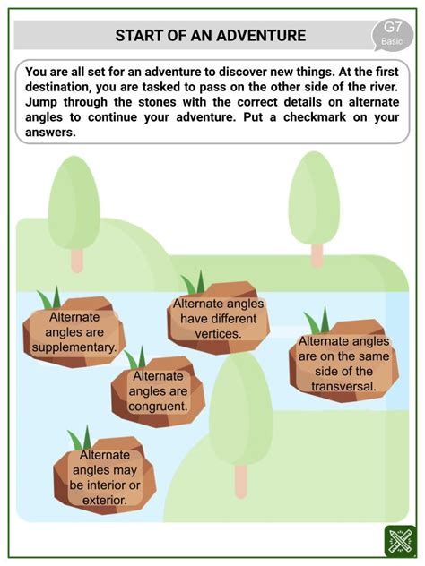 Alternate Angles Expedition Themed Math Worksheets Age 11 12