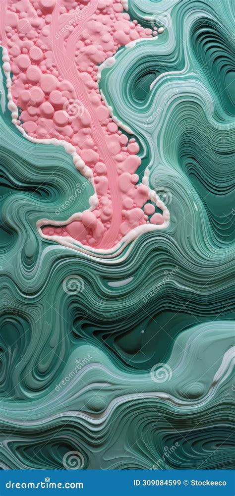 Biomorphic Abstraction Street Art With Ocean And Sea Waves Royalty