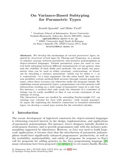 On Variance Based Subtyping For Parametric Types Pdf