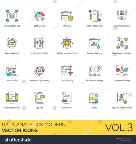 Data Analytics Modern Icon Set Warehouse Stock Vector Royalty Free