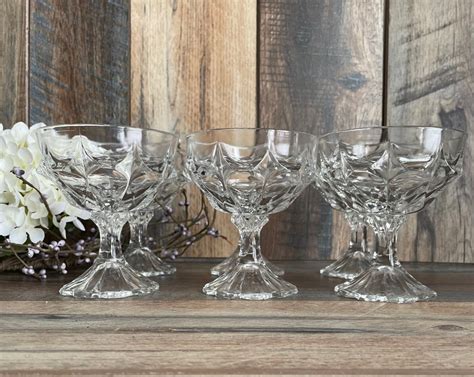 Vintage Clear Crystal Glass Wineglasses Footed Wine Goblet Etsy
