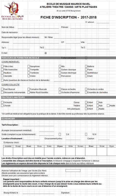 formulaire d inscription le blog de ecole de musique de bourg achard