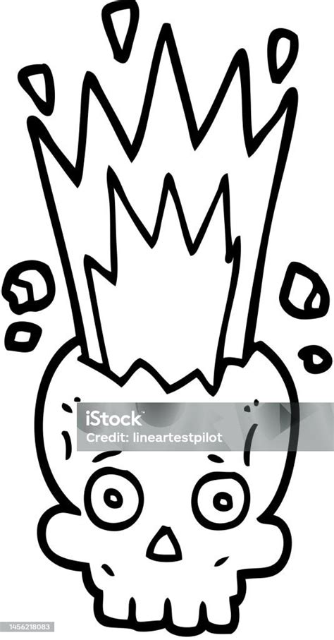 Line Drawing Cartoon Exploding Skull Stock Illustration Download