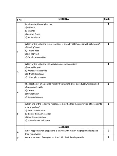 Aldehyde And Ketone Pdf Aldehyde Ketone