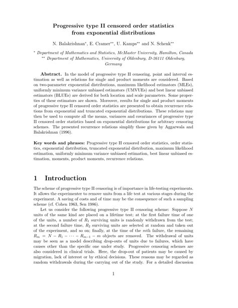 Pdf Progressive Type Ii Censored Order Statistics From Exponential Distributions