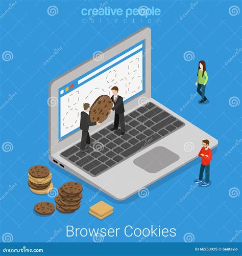 Laptop Browser Cookie Internet Technology Flat Isometric Vector Stock Vector Illustration Of