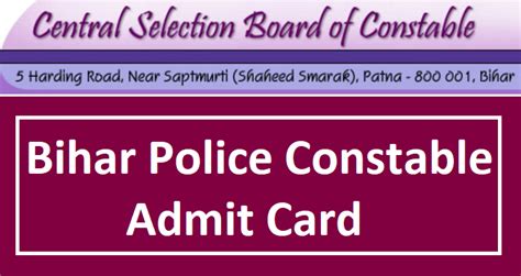 Csbc Bihar Police Constable Admit Card 2024 Link Exam Centre Details