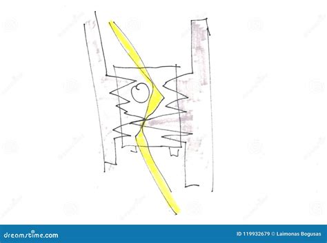 Hand Drawn Architectural Sketch For Modern Architecture Royalty Free